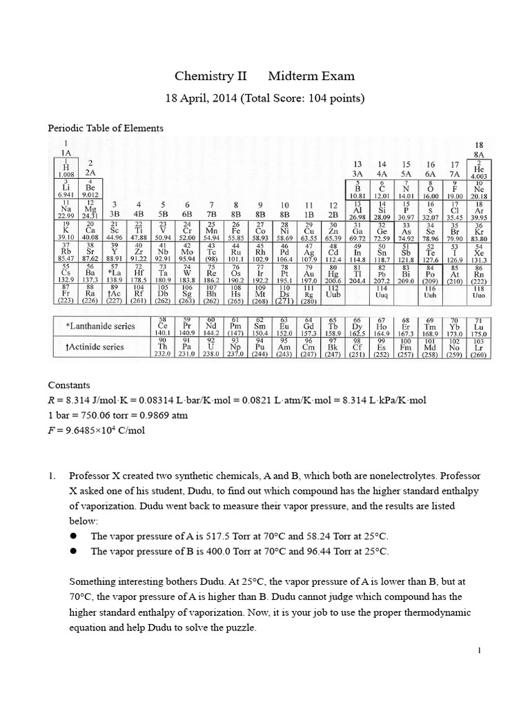 102B chemistry midterm | Download Free PDF | Redox | Continuum Mechanics