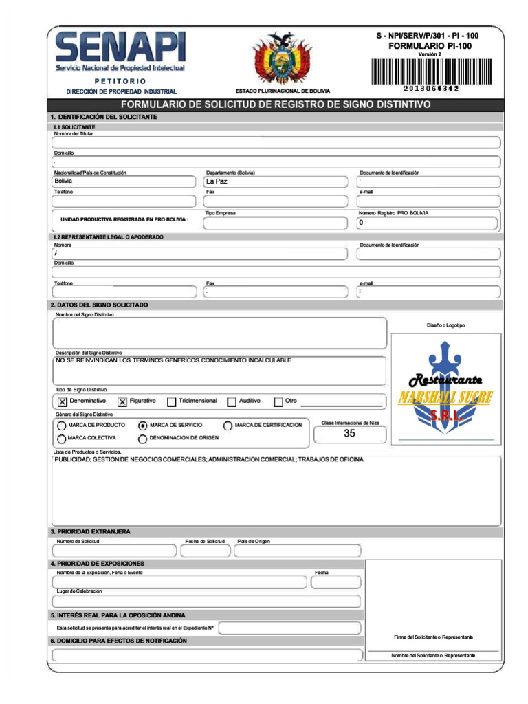 Formulario Pi-100 | PDF