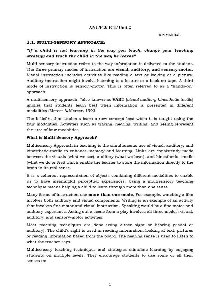 Anu Ict Unit 2 Edit | PDF | Learning | Differentiated Instruction