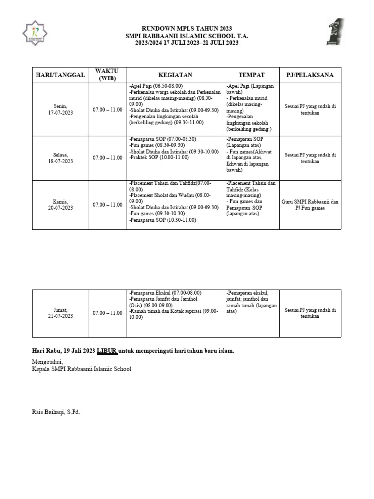 Rundown MPLS Tahun 2023 | PDF