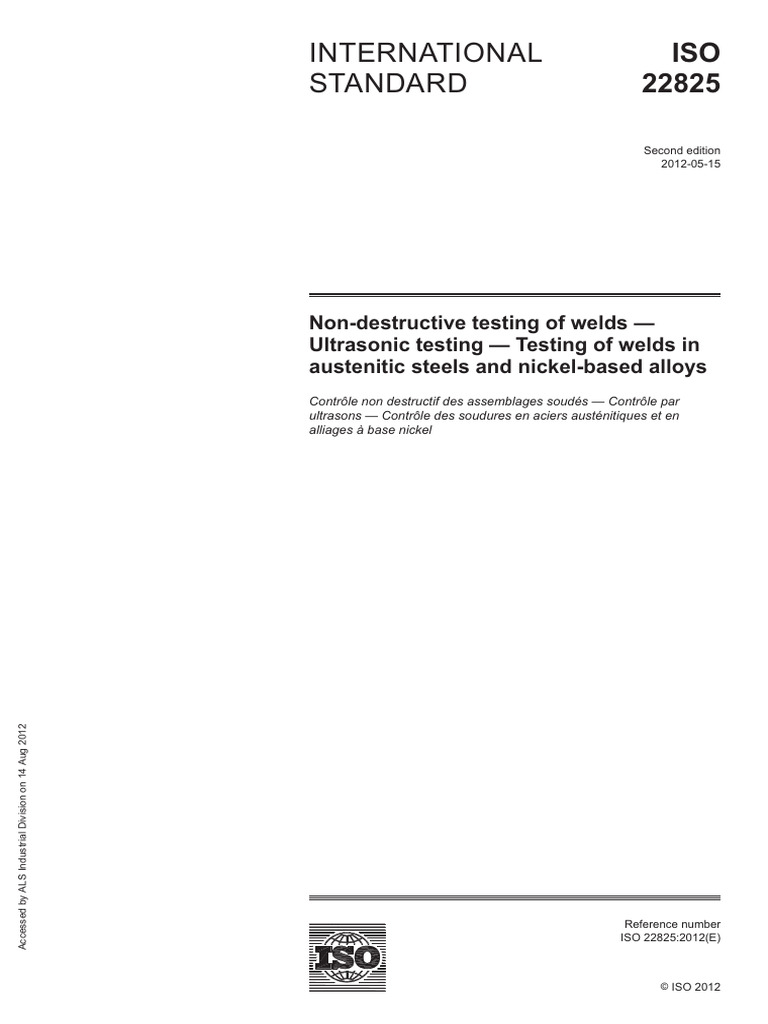 ISO - 22825-2012 Non-Destructive Testing of Welds - Ultrasonic Testing ...
