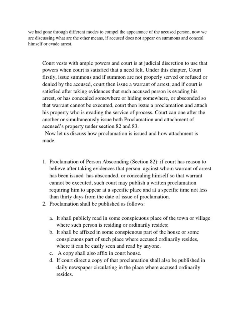 Proclamation and Property Attachment Process | PDF | Property | Arrest