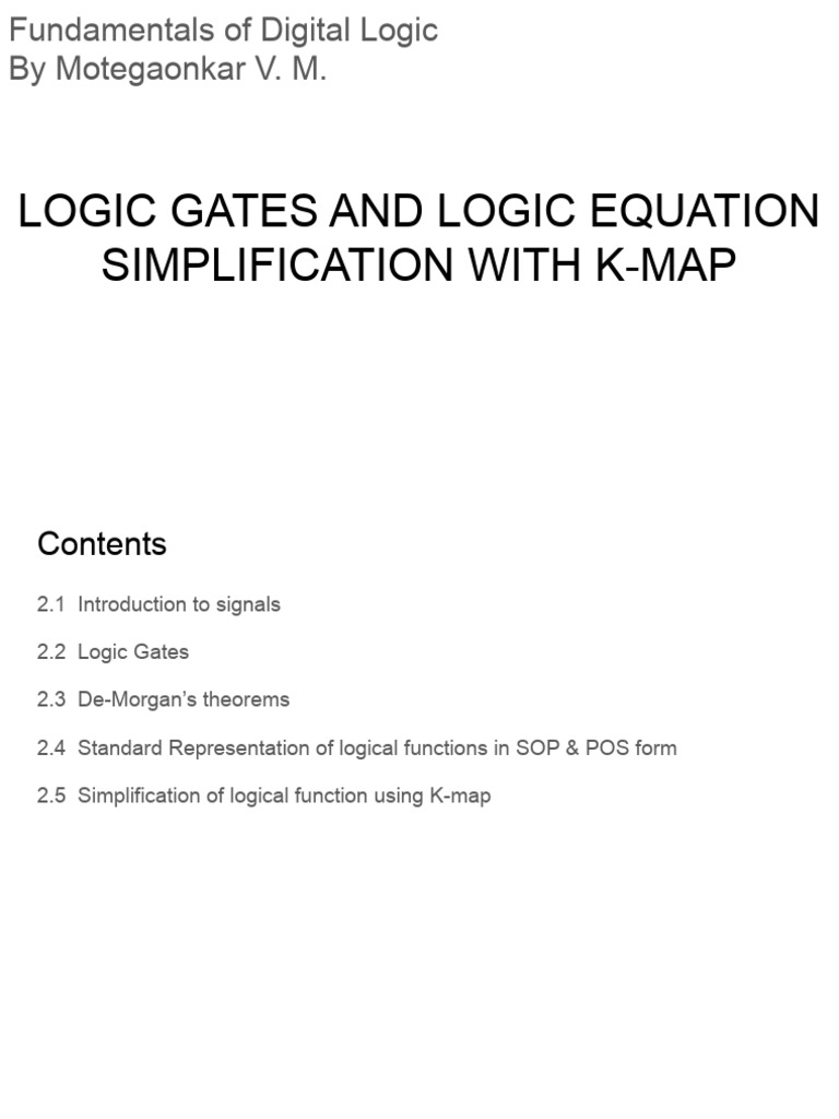 Logic Gates and Logic Equation Simplification With K-Map | PDF | Logic ...
