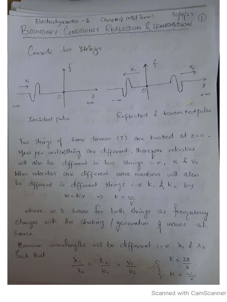 Boundary Conditions Reflection & Transmission | PDF
