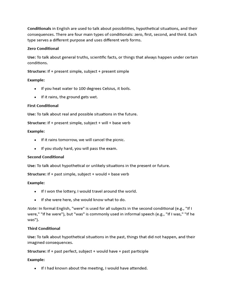 CONDITIONALS | PDF | Verb | Syntax