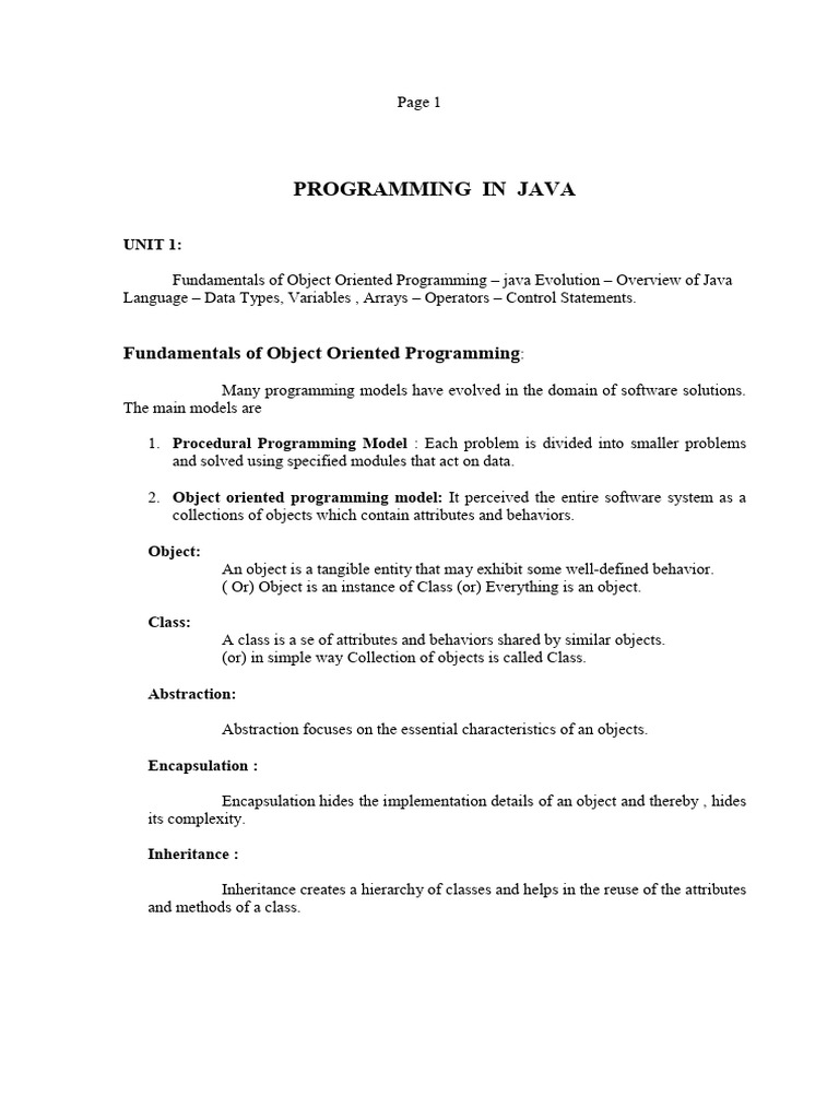 Java Programming Fundamentals Guide | PDF | Data Type | Class (Computer Programming)