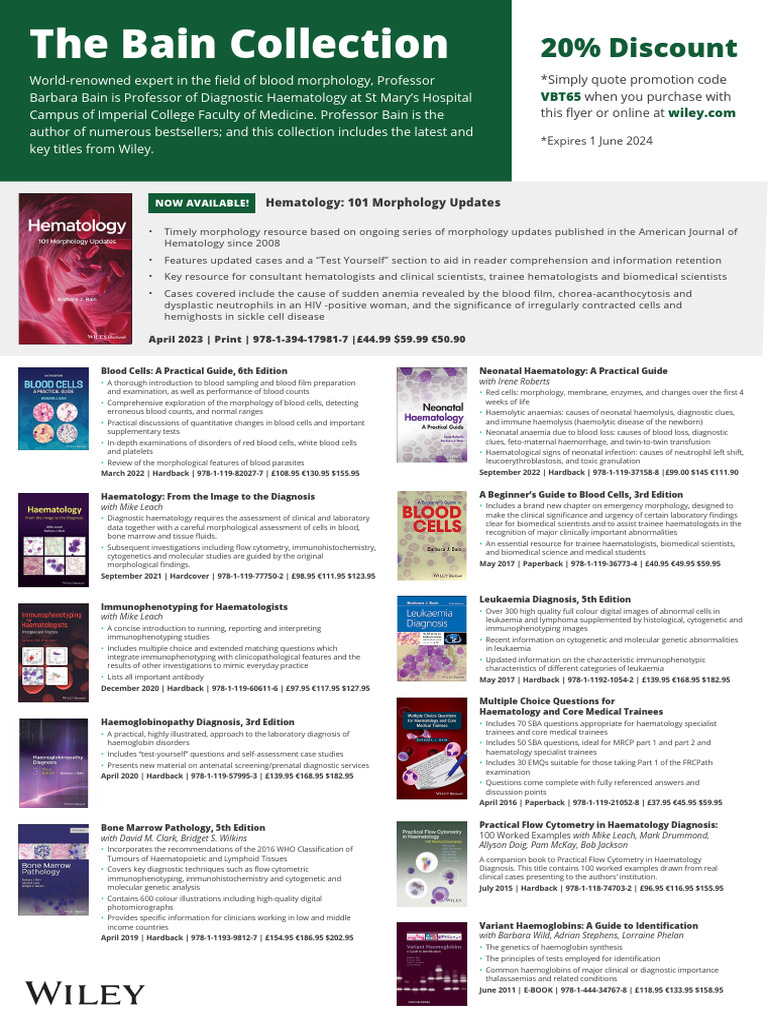 Bain Collection Flyer - Final - July2023 | PDF | Hematology | Anemia
