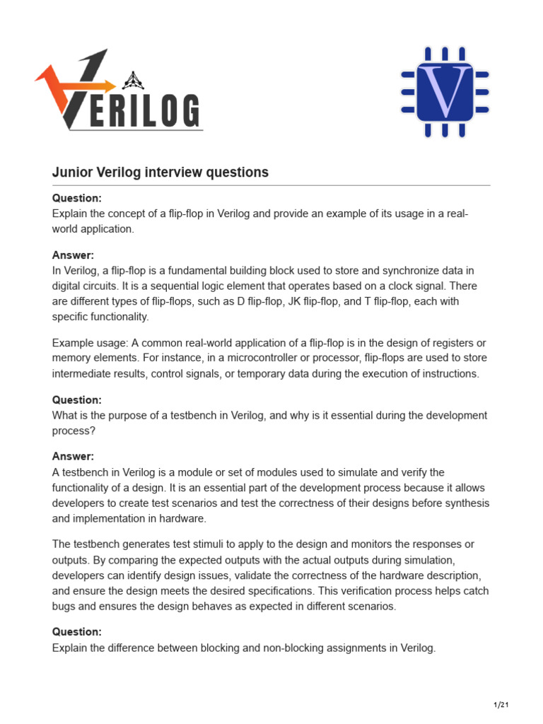 Verilog HDL Interview Questions 1703504367 | PDF | Hardware Description Language | Systems ...