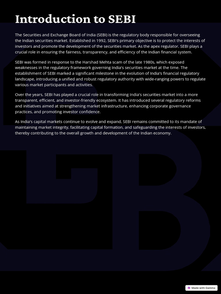 Introduction-to-SEBI | PDF | Mutual Funds | Investment Fund