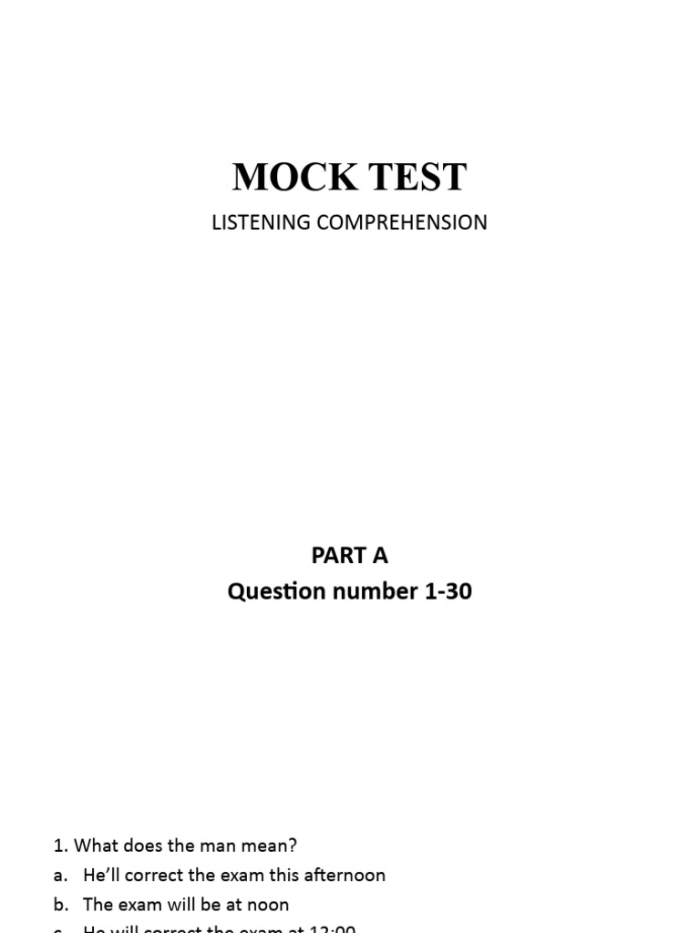 Mock Test Listening Comprehension | PDF | Leaves Of Grass | Landlord