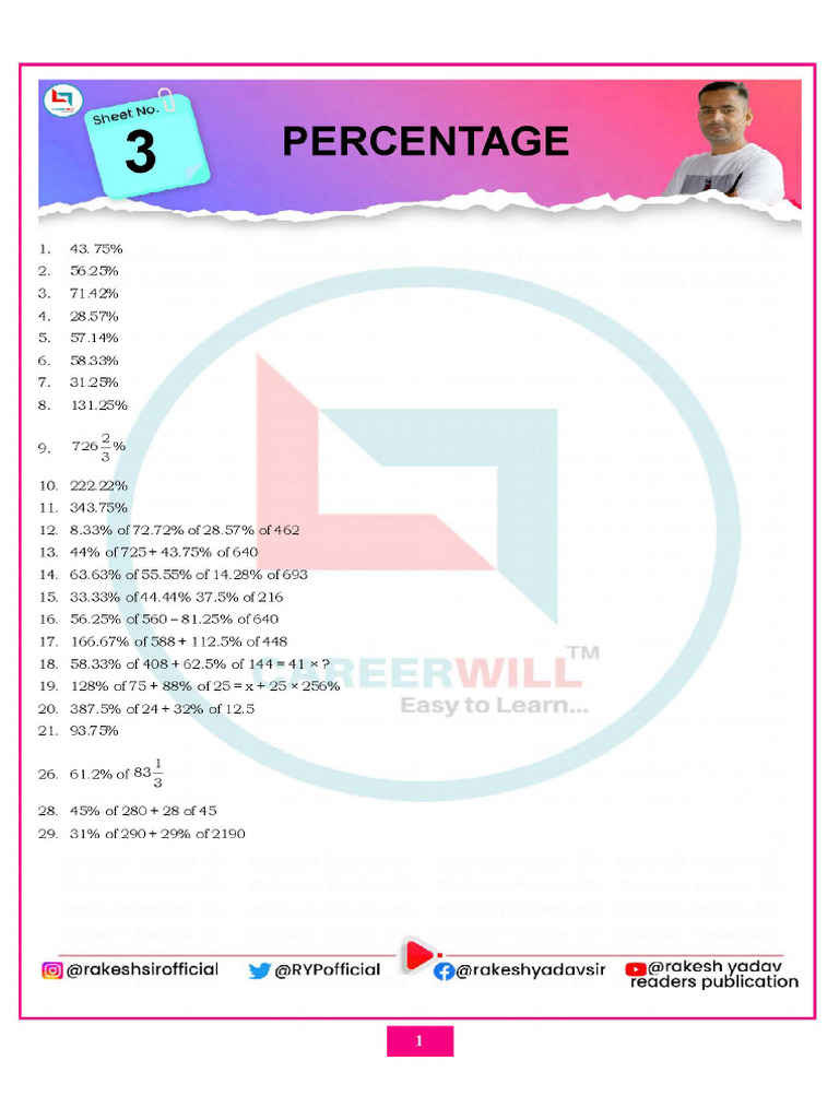 Percentage Sheet - 03 | PDF