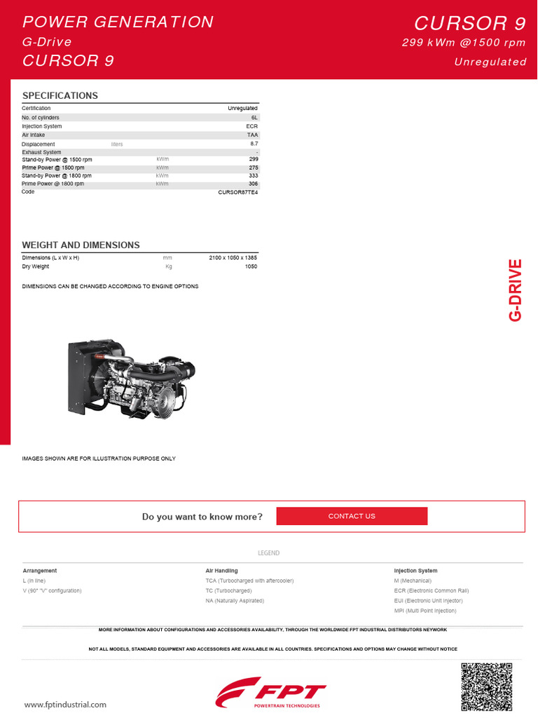 FPT Industrial Cursor 9 G-Drive Specs | PDF | Fuel Injection | Vehicles