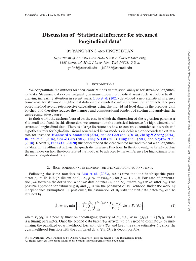 Discussion - Statistical Inference For Streamed Longitudinal Data | PDF | Statistical Inference ...