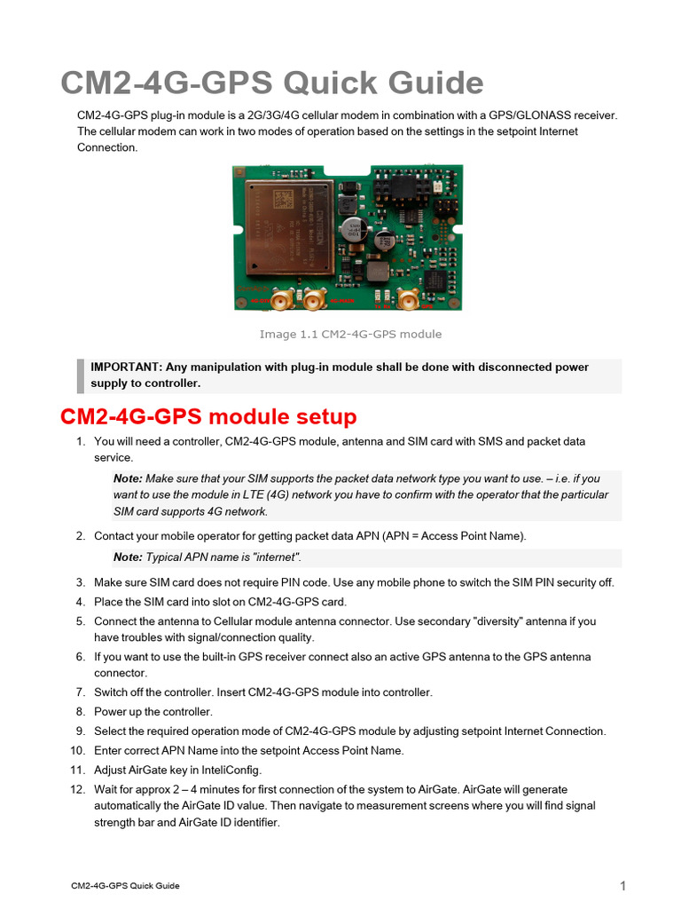 cm2-4g-gps-quick-guide | PDF | 4 G | Computer Network