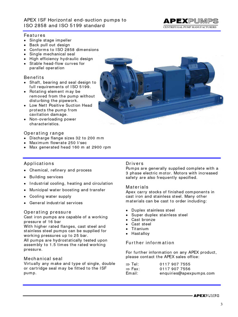 APEX Pump Technical Description | PDF | Pump