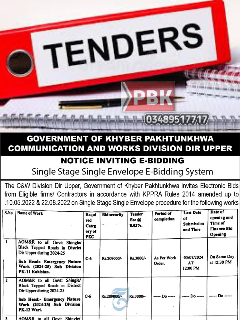 Tenders 23 June 2024 Aman PBK Wazirgi | PDF