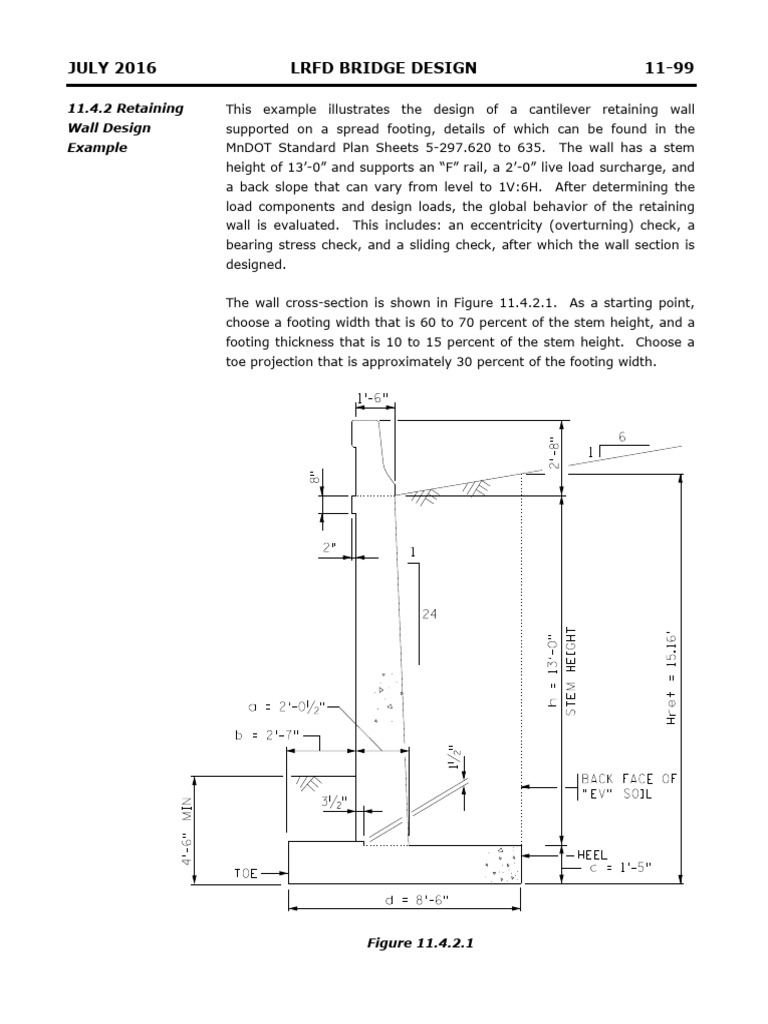 LRFD Retaining Wall Design Example | PDF | Triangle | Civil Engineering