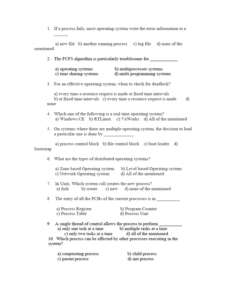 OS OBJECTIVE for students-1 | PDF | Scheduling (Computing) | Process (Computing)