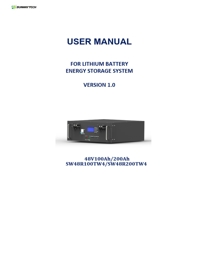 Lithium Battery Storage System Manual | PDF | Energy Storage ...