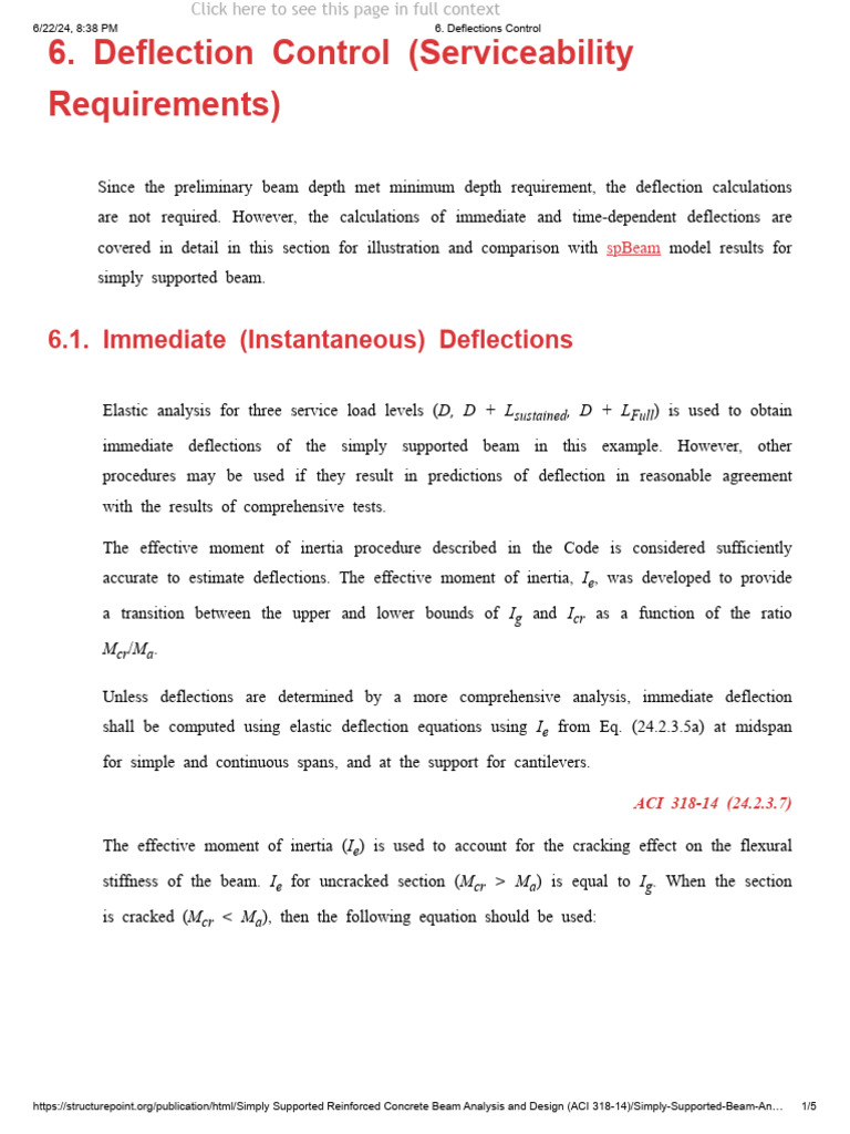 Deflections Control | PDF | Beam (Structure) | Mechanical Engineering