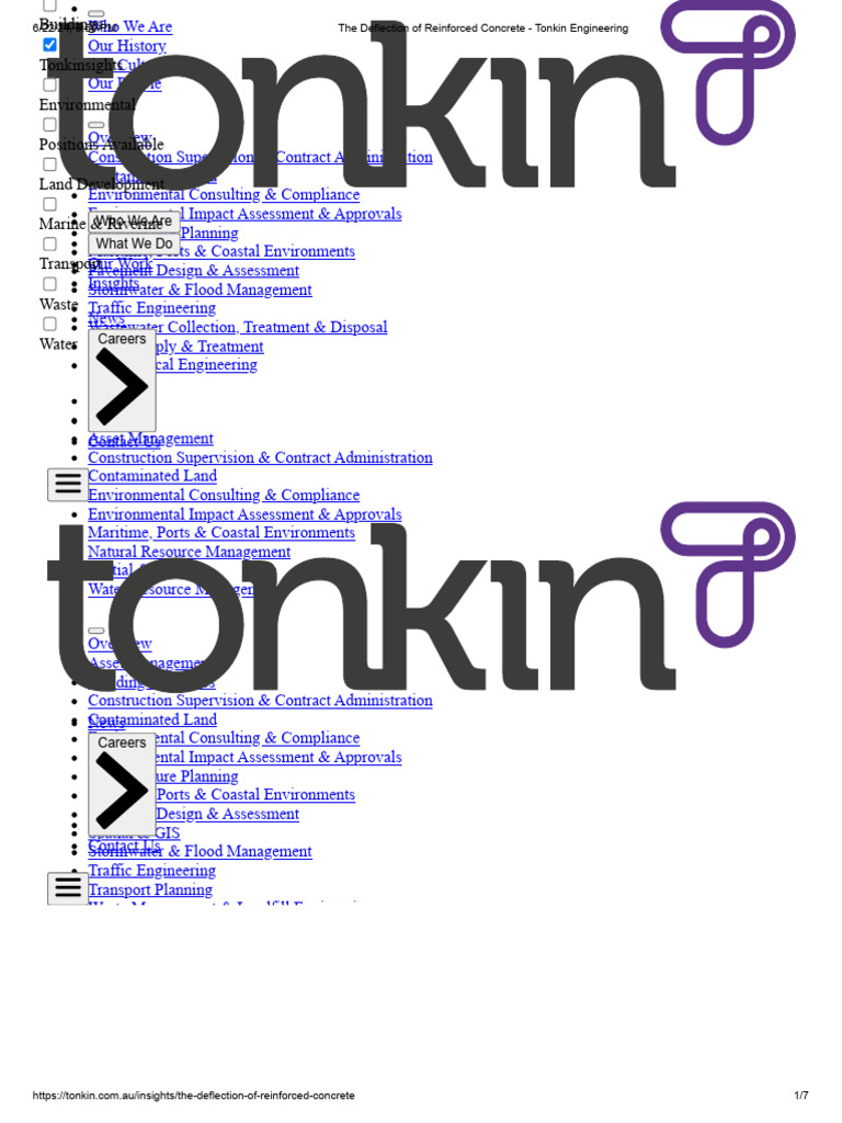 The Deflection of Reinforced Concrete - Tonkin Engineering | PDF | Concrete | Beam (Structure)