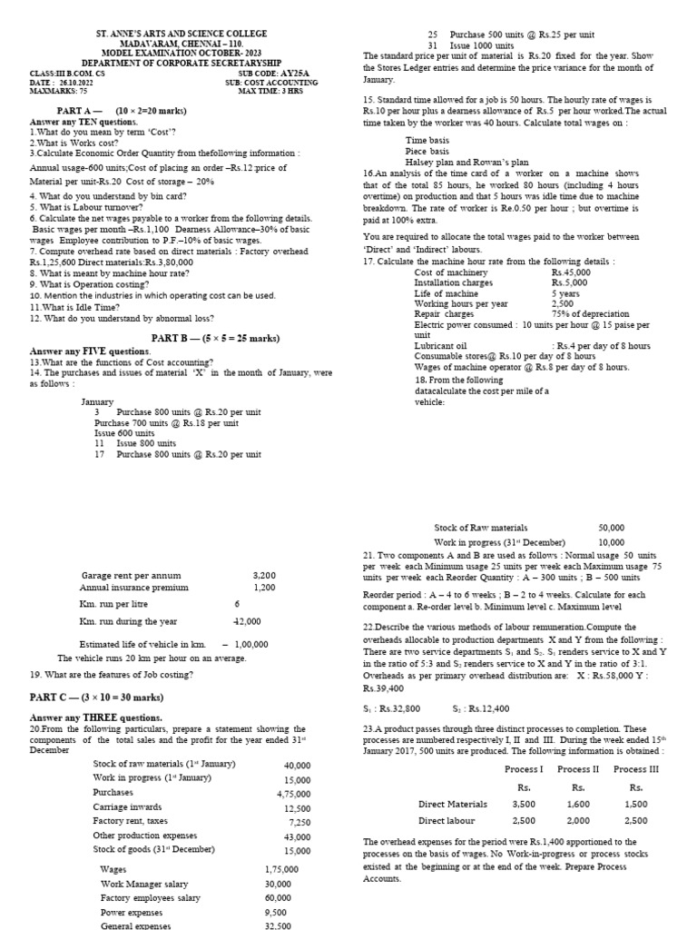 Cost Model QP | PDF | Economies | Business