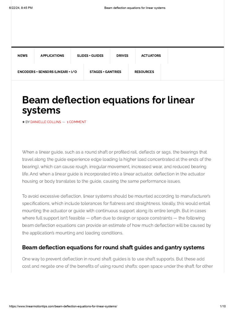 Beam Deflection Equations For Linear Systems | PDF | Beam (Structure ...