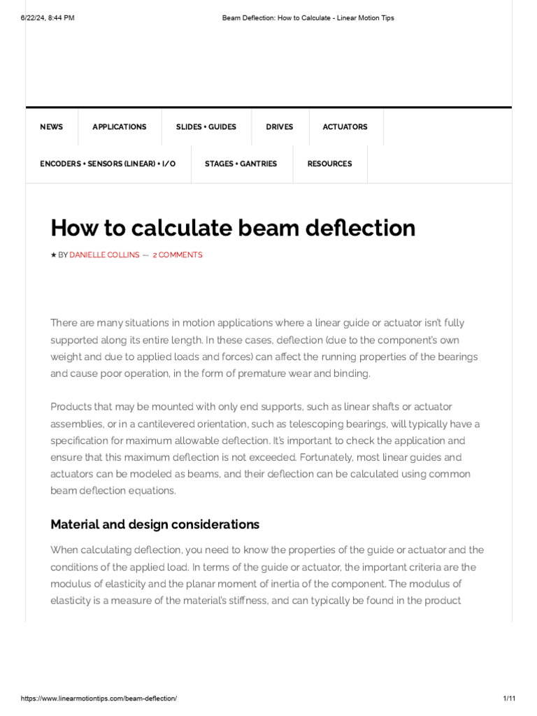 Beam Deflection - How To Calculate - Linear Motion Tips | PDF | Beam ...