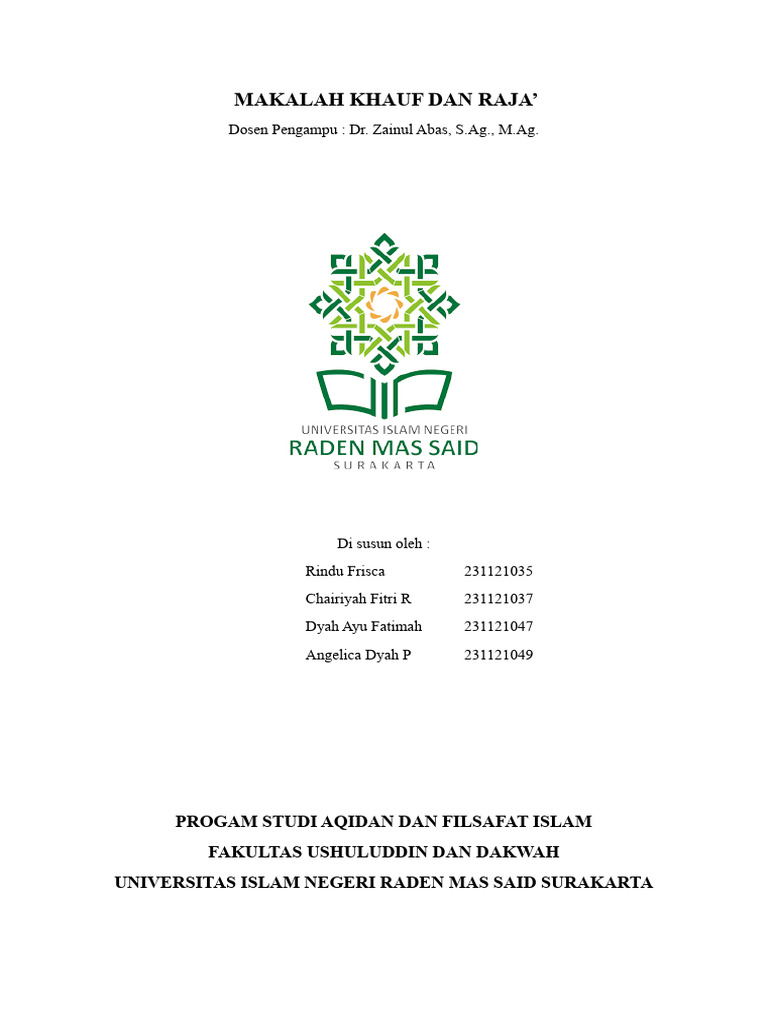 Makalah Khauf Dan Raja Fix | PDF