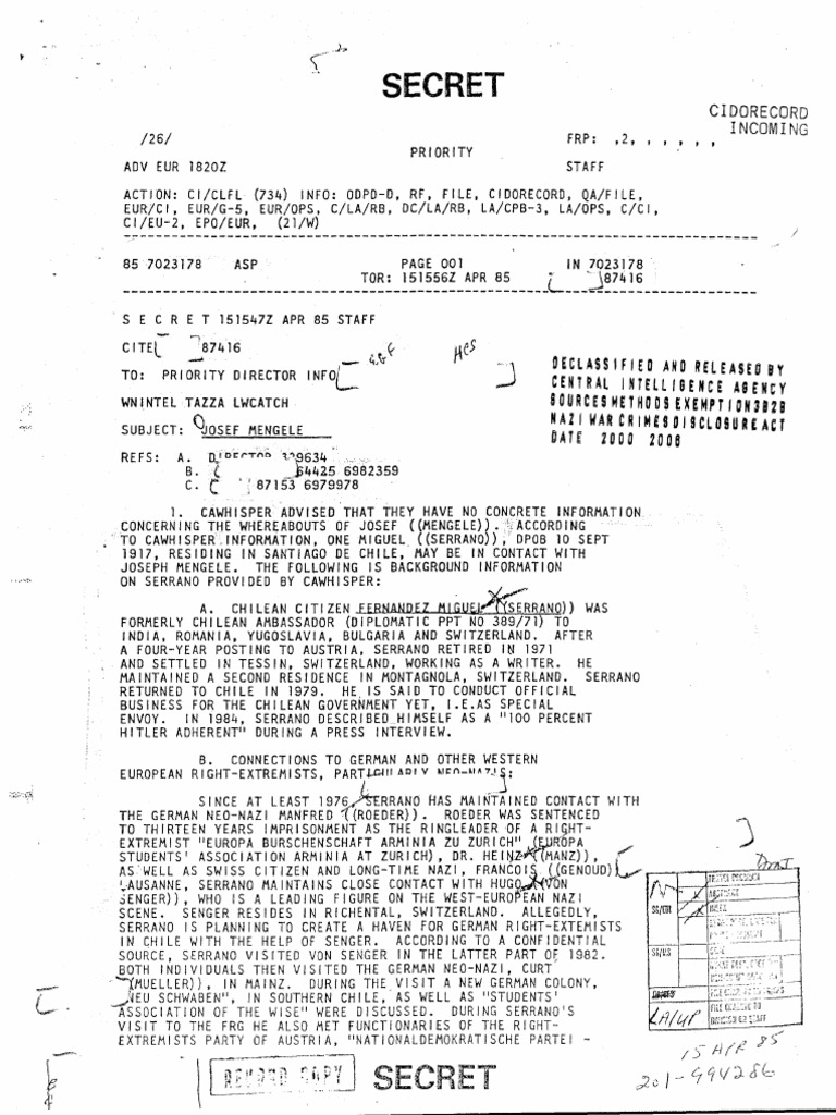 Mengele, Josef Vol. 1 - 0101 | PDF | Neo Fascism | Nazism