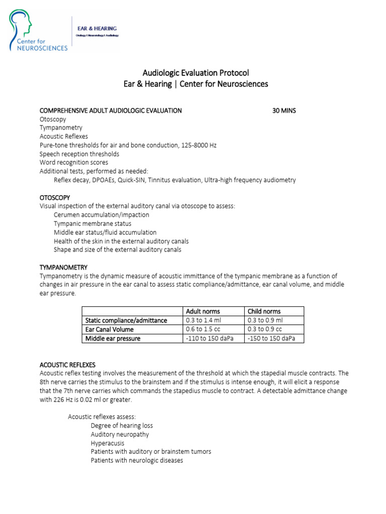 Audiologic Evaluation | PDF | Hearing | Audiology