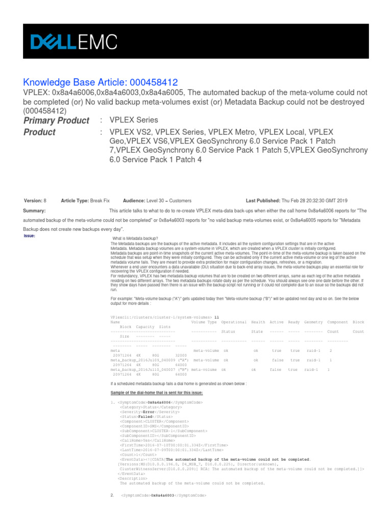 vplex_metadata_backup_how | PDF | Backup | Metadata