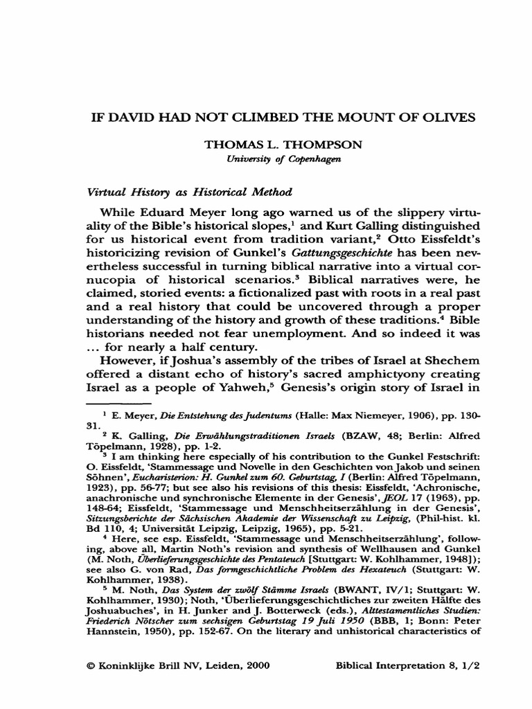 THOMPSON - If David Would Not Climbed The MT of Olives | PDF | David | Saul