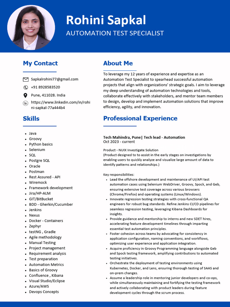 Automation Test Specialist Profile | PDF | Automation | Selenium (Software)