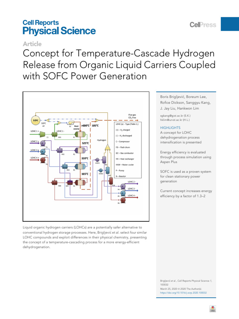 Concept For Temperature-Cascade Hydrogen Release F | PDF | Solid Oxide ...