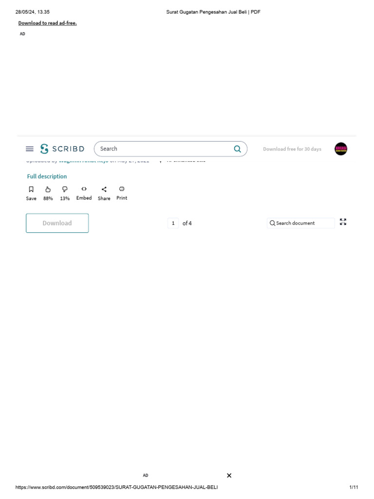 Surat Gugatan Pengesahan Jual Beli - PDF | PDF | Scribd | Web 2.0