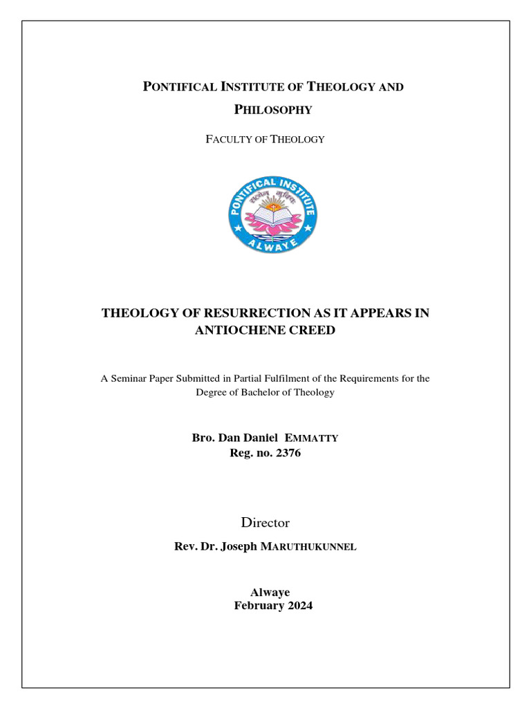 Antiochene Creed: Theology of Resurrection | PDF | Creed | Theology