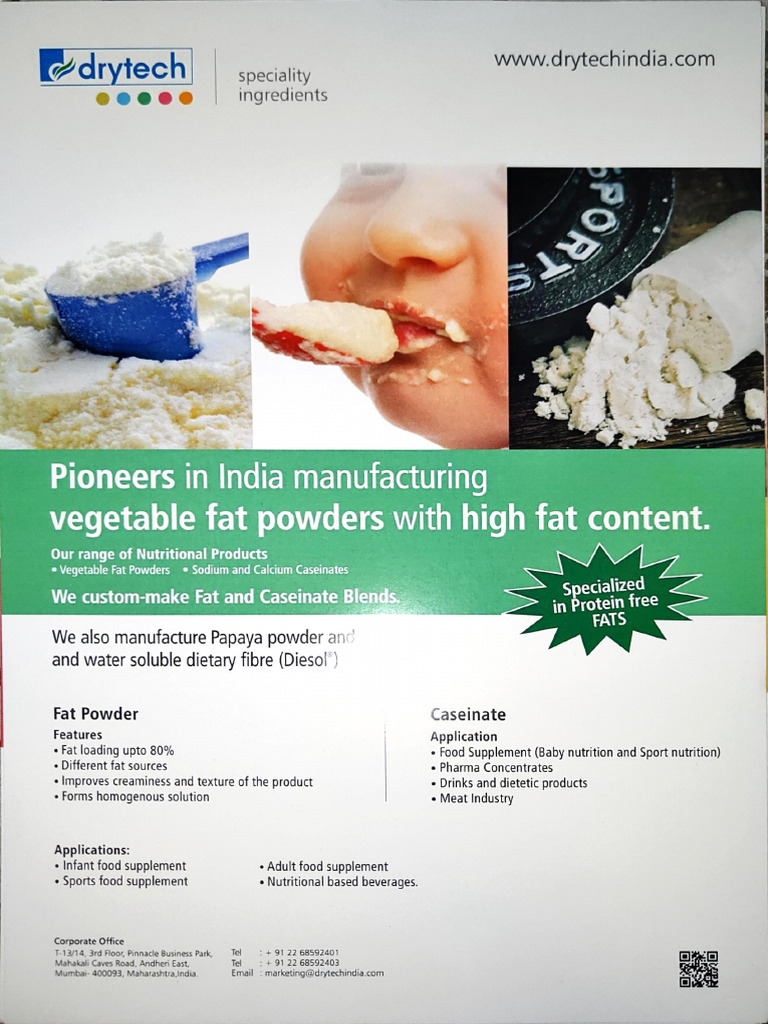 Drytech - Spray Dried Powders | PDF | Foods | Dietary Supplements
