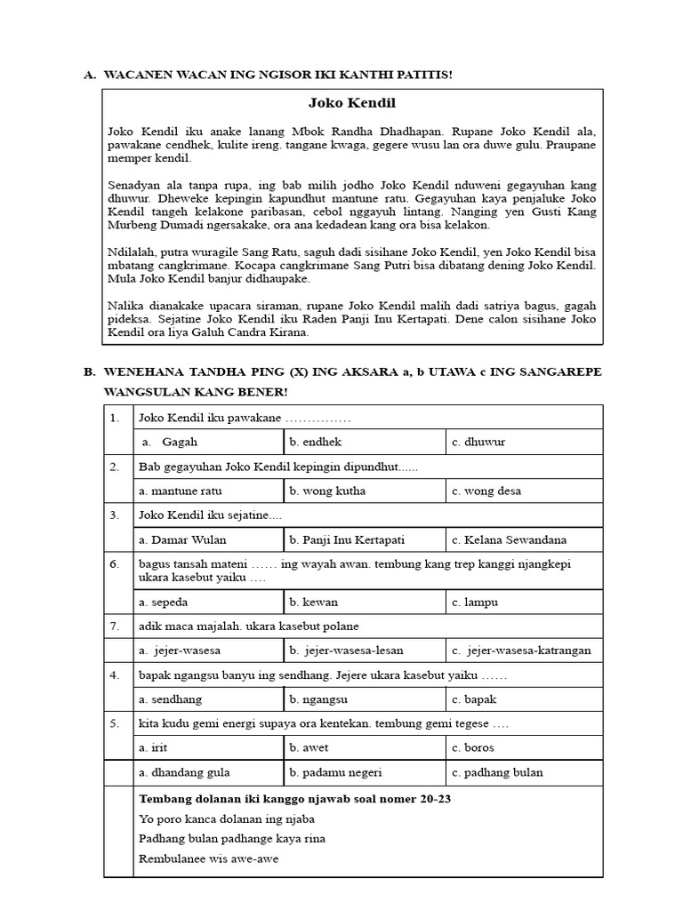 Latihan Soal BAHASA JAWA | PDF