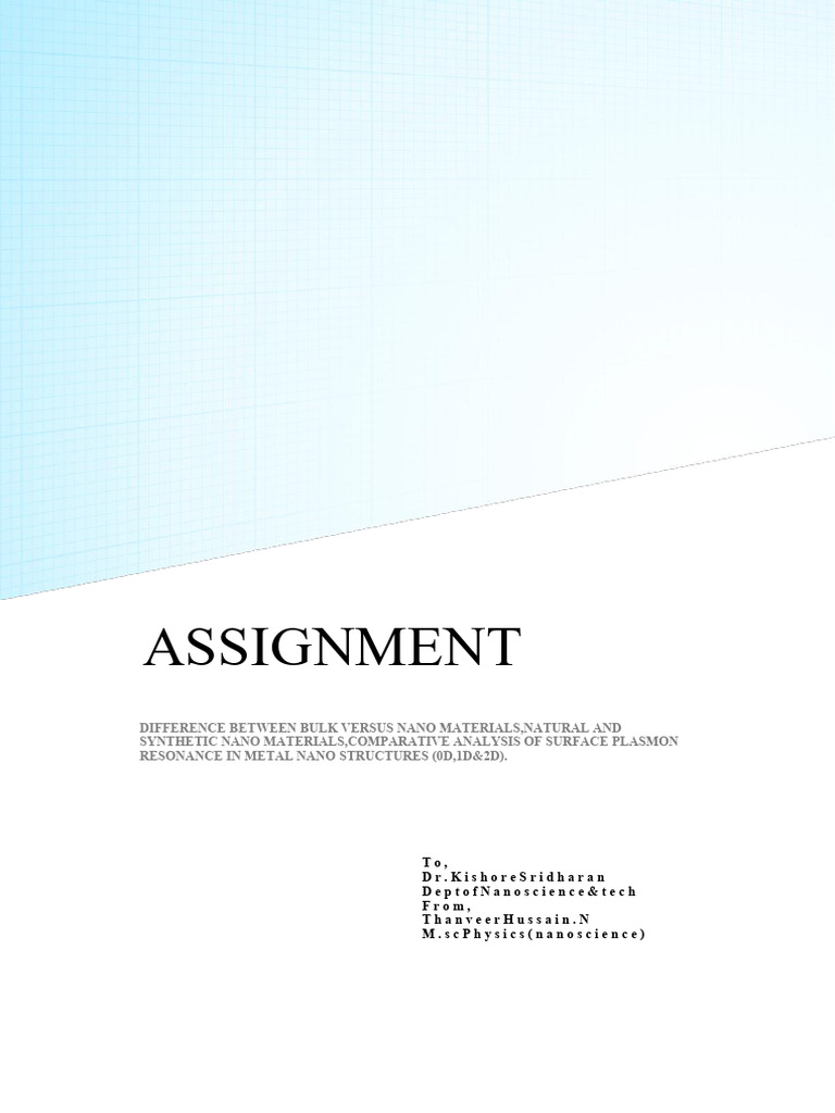 kishore sir assignment | Download Free PDF | Nanomaterials | Surface Plasmon Resonance