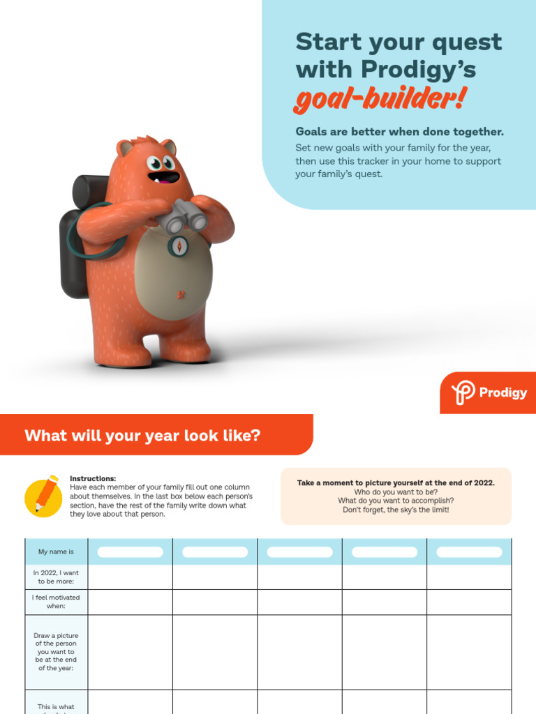 Prodigy Family Goal Builder | PDF | Goal | Behavior Modification