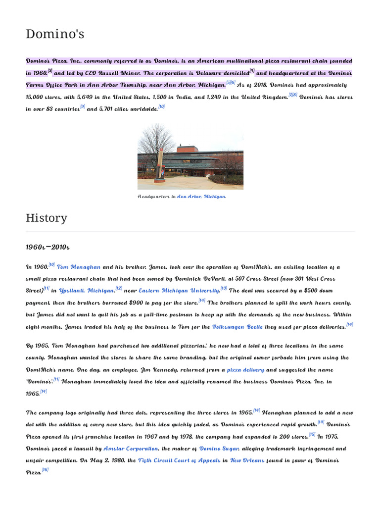 Domino's - Wikipedia | PDF