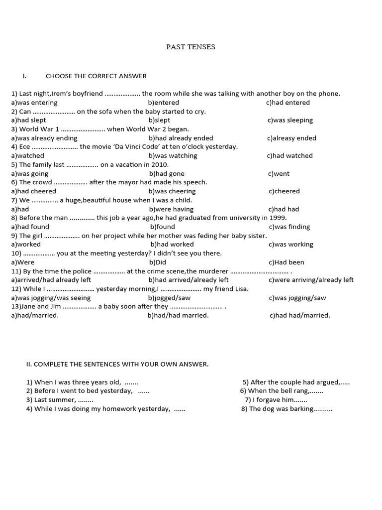 Viii-Past Tenses-Practice | PDF | Games & Activities | Language Arts ...
