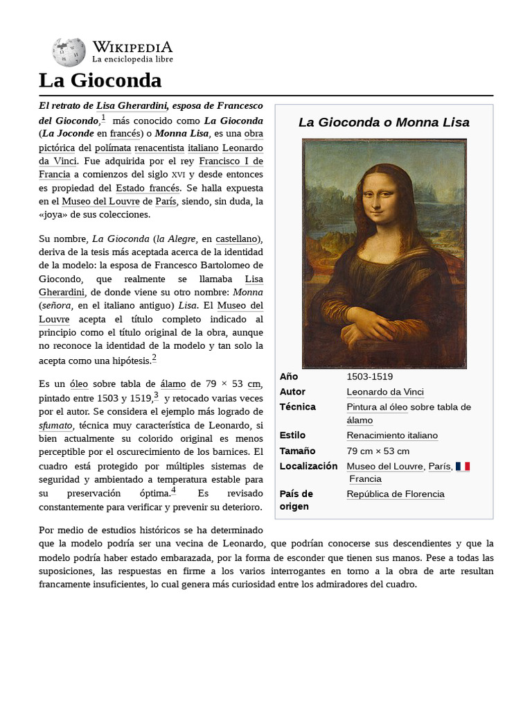 La Gioconda | PDF | Leonardo Da Vinci | Pinturas