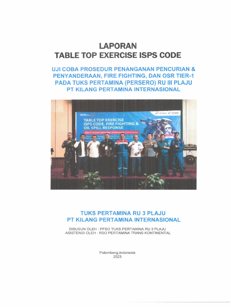 Laporan Table Top Exercise ISPS CODE 2023 | PDF