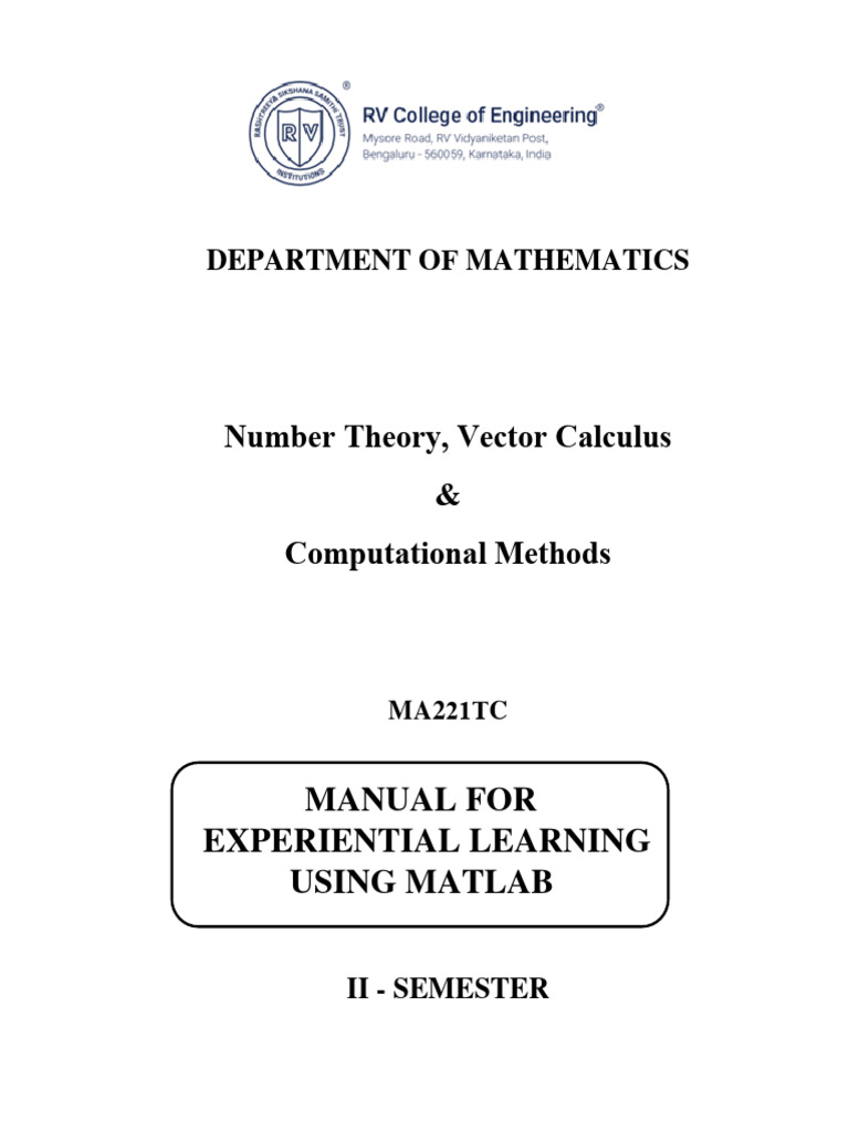II Semester MA221TC-Matlab Manual - II | PDF | Matlab | Vector Space