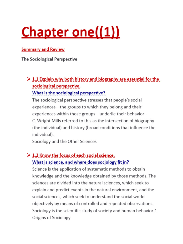 Chapters ((1,2,3,4,5 and 7)) Sociology Summary (2) | PDF | Sociology ...