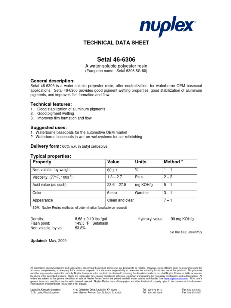 Tds Nuplex Setal 46 6306 | PDF