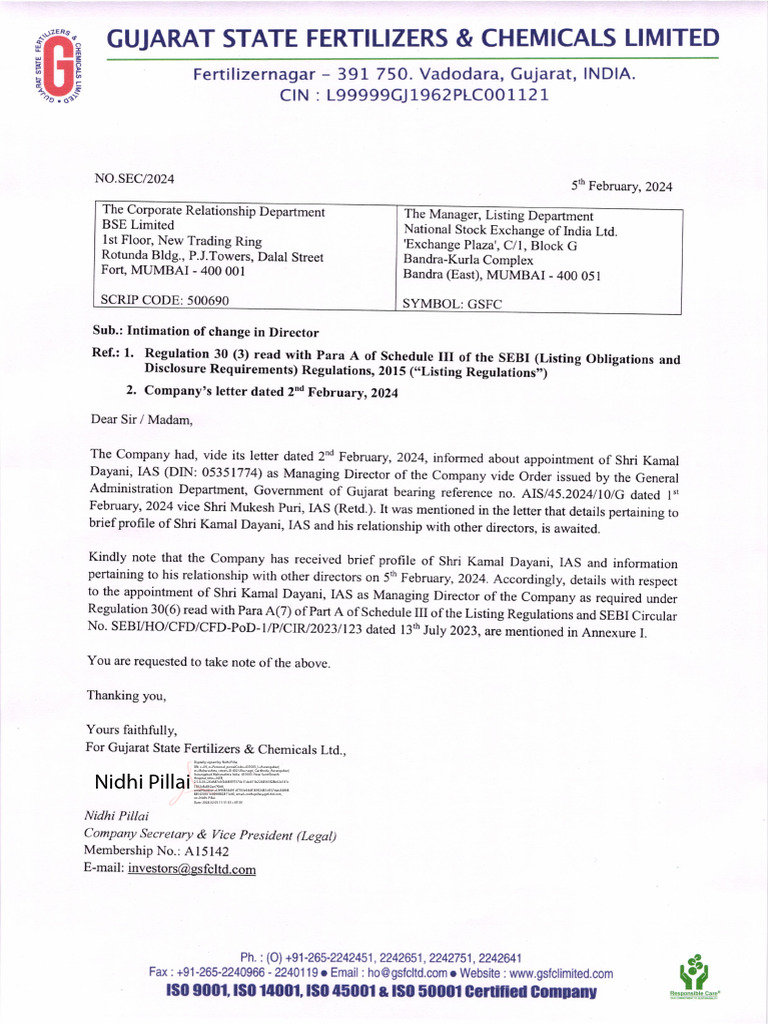 GSFC Announces New Managing Director | PDF | Government Of India ...