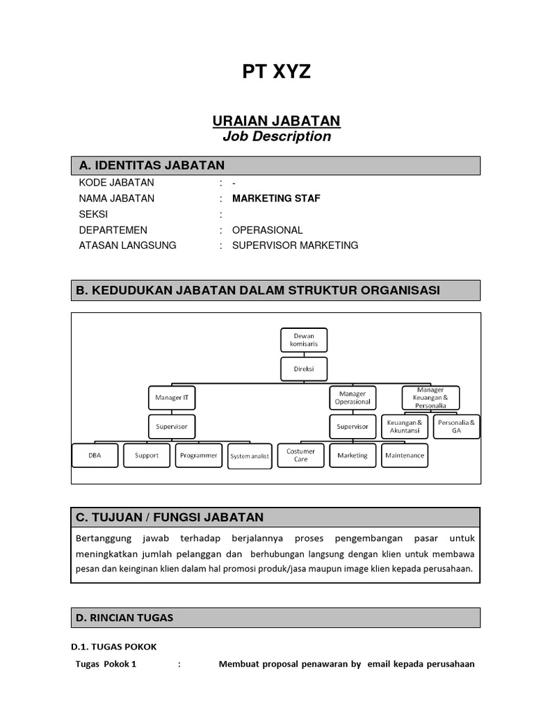 Contoh SOP Job Des Marketing | PDF | Karier & Perkembangan